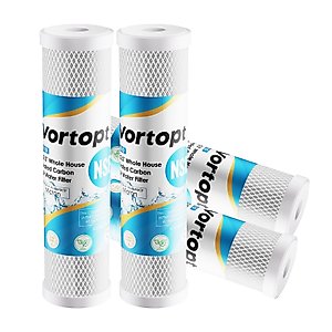 Vortopt 1 Micron 2.5" x 10" Whole House CTO Carbon Sediment Water Filter System-Replacement Cartridge for Any Standard RO Unit-Compatible with Dupont WFPFC8002, WFPFC9001,FXWTC,SCWH-5,4 Pack