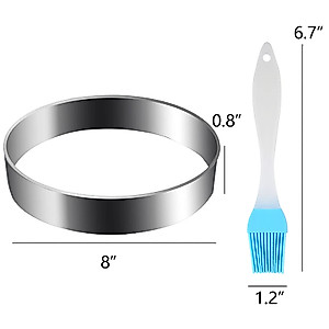 2pcs 8” Pancake Ring Stainless Steel Omelet Ring Large Corn Pancake Mold Nonstick Cooking Rings Pancake Mould Metal Shaper Circles For Fried Egg For Breakfast Pancake Omelette Sandwich