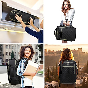 MOMUVO Travel Backpack for Women, 17 Inch Flight Approved Carry on Backpack Water Resistant Large 40L Luggage Daypack Business College School Weekender Overnight Laptop Backpack, Black