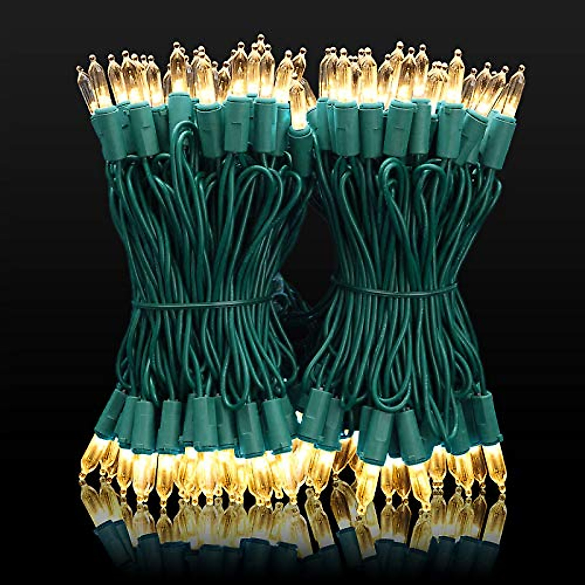 Flagicon Outdoor Indoor Lights, 200 Counts 72FT Waterproof Green Wire Warm White Connectable Decorative Lights for Holiday Tree Patio Garden Party Wedding, UL Certified