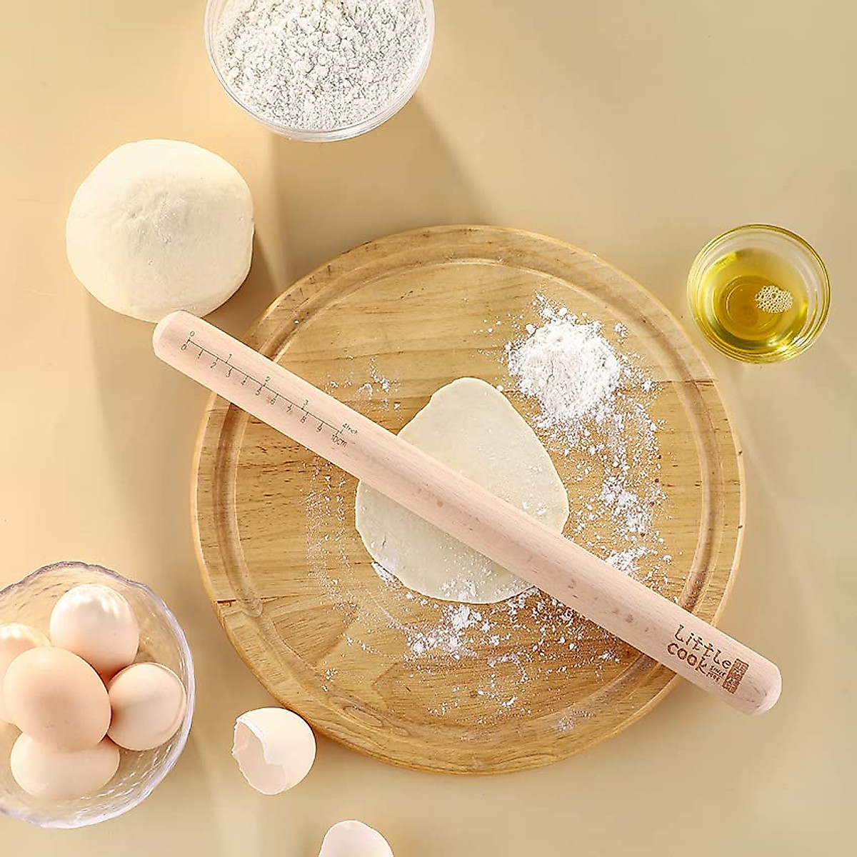 Rolling Pin, 14.9 inch french rolling pin, Wooden rolling pins for Fondant, Pie Crust, Cookie, Pastry, Dough, Tapered dumpling rolling pin with smooth construction