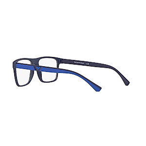 Emporio Armani Men's EA4115 Prescription Eyewear Frames with Two Interchangeable Sun Clip-Ons Rectangular, Matte Dark Blue/Clear/Grey/Blue Mirrored, 54 mm