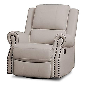 Delta Children Dylan Nursery Recliner Glider Swivel Chair, Flax