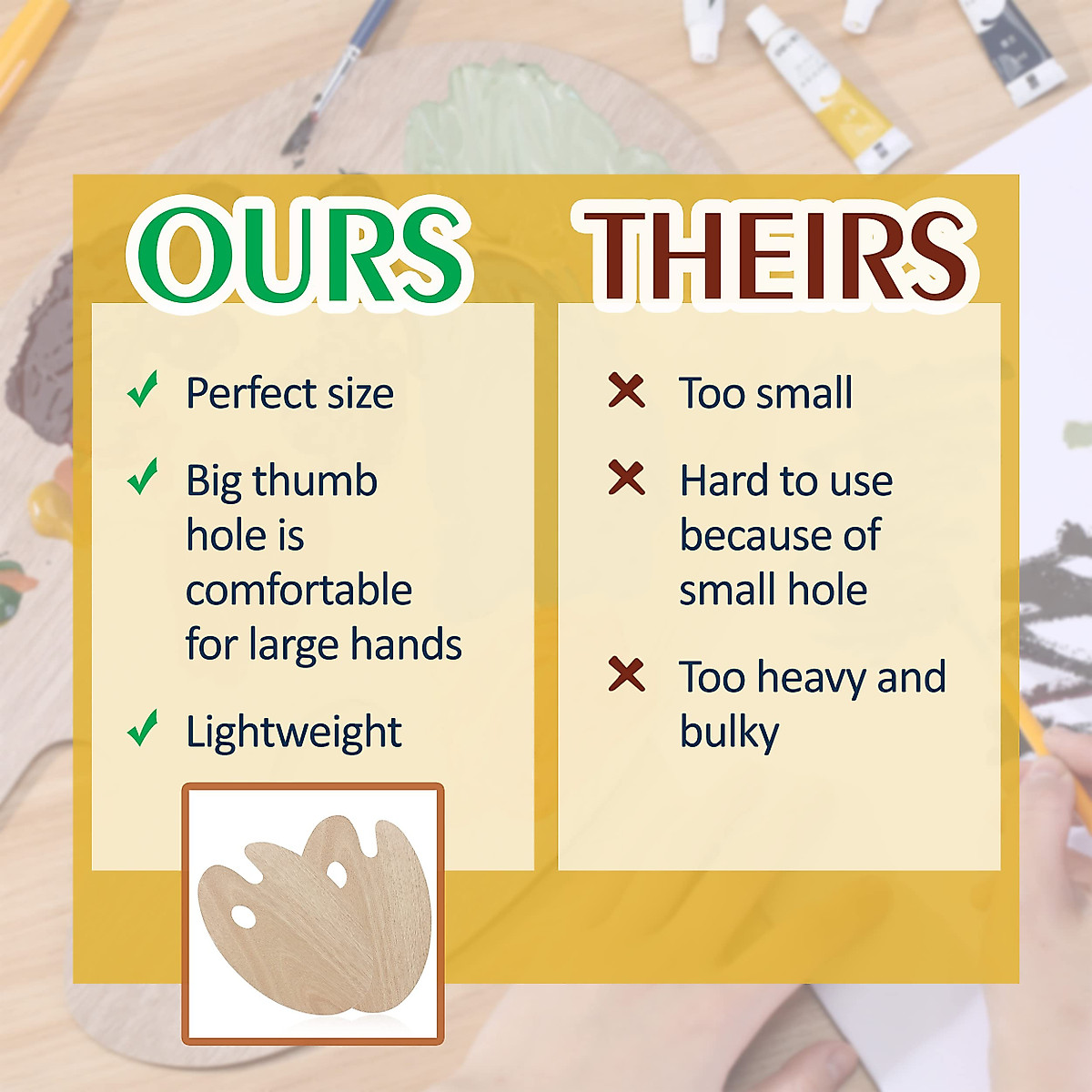 Mr. Pen- Wooden Paint Palette, 2 Pack, Artist Palette, Painting Palette, Oil Paint Palette, Wood Paint Palette, Art Pallet for Painting, Palettes, Wood Paint Pallet, Pallets for Painting, Wood Palette