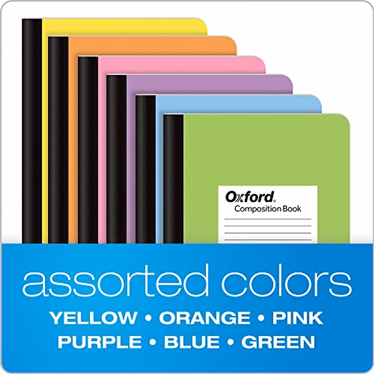 Oxford Composition Notebooks, 6 Pack, College Ruled Paper, 9-3/4 x 7-1/2 Inches, 100 Sheets, Assorted Pastel Covers (63760)