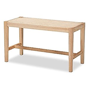 Baxton Studio Danyl Benches, One Size, Beige/Oak Brown