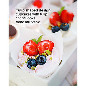 Tulip Muffin Liners, 250 Pcs Cupcake Liners, Grease-Proof Cupcake Wrappers of 3 Colors for Wedding and Birthday by DF DUAlFERV
