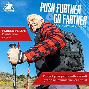 TrailBuddy Trekking Poles - Lightweight, Collapsible Hiking Poles for Backpacking Gear - Pair of 2 Walking Sticks for Hiking, 7075 Aluminum with Cork Grip