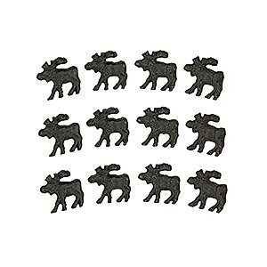 Zeckos Rustic Brown 12 Piece Cast Iron Moose Drawer Pull Cabinet Knob Set