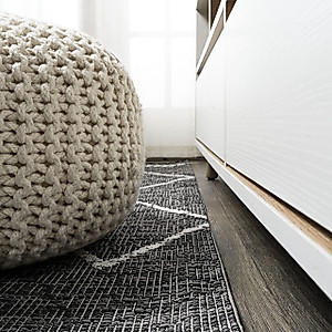 JONATHAN Y SMB129E-8 Derya Tribal Diamond Trellis Indoor Outdoor Area-Rug Bohemian Contemporary Easy-Cleaning Bedroom Kitchen Backyard Patio Non Shedding, 8 X 10, Black/Ivory