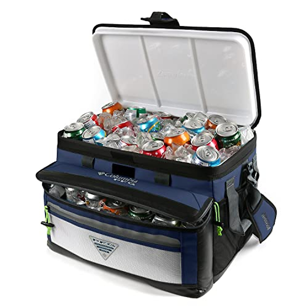Columbia PFG Thermal Pack Cooler - Zipperless Hardbody Cooler with ThermaCool High Performance Insulation, HardBody Liner, and SmartShelf, Navy Blue