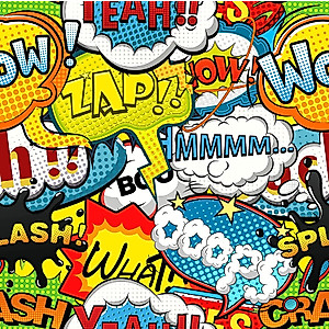 Stesha Party Comic Book Gift Wrap Superhero Wrapping Paper, Folded Flat 30x20 Inch, 3 Sheets