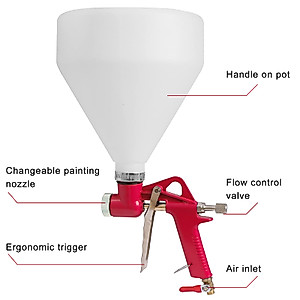 Drywall Texture Sprayer,Air Texture Gun 1.5 Gallon with 3 Nozzle (4.0mm/6.0mm/8.0mm) for Orange Peel Knockdown (Red)