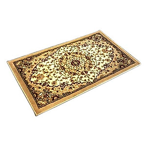 Bellagio Traditional Oriental Door Mat Design 401 Ivory (24 Inch X 40 Inch)