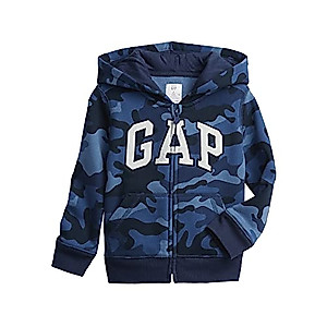 GAP baby boys Logo Zip Hoodie Hooded Sweatshirt, Blue Camo, 6-12 Months US