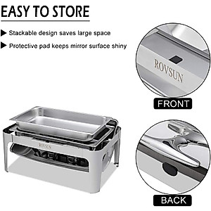 ROVSUN 3-Pack Roll Top Chafing Dish Buffet Set,9 Quart Full Size Pan Chafer, NSF Stainless Steel Rectangular Setfor Wedding,Parties,Banquet, Catering Events