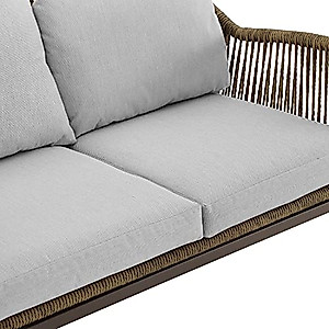 Crosley Furniture CO7360LB-LG Haven Outdoor Wicker 2-Piece Conversation Set (Loveseat, Coffee Table), Light Brown with Light Gray Cushions