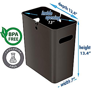 iTouchless SlimGiant 4.2 Gallon Slim Trash Can with Handles, 16 Liter Plastic Small Wastebasket Hanging Garbage Bin, Magazine/File Folder Storage Container Home, Office, Bathroom, Kitchen, Mocha Black