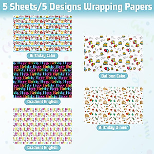 GAOHUI Colorful Wrapping Paper for Boys Girls Kids Men Women- 12 Pack Birthday Wrapping Paper Set for Birthday Party- 27.6x19.7 Inch Per Sheet