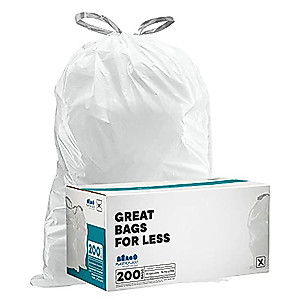 Plasticplace simplehuman (x) Code X Compatible (200 Count)│White Drawstring Garbage Liners, 21 Gallon / 80 Liter │ 26" x 34.75"