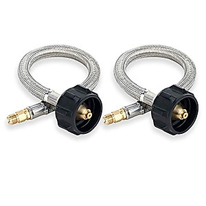 GASLAND 12 Inch Stainless Braided RV Propane Hose for Camper, 1/4" Male Inverted Flare Propane Pigtail Regulator Hose for 2-Stage Regulator, Type 1 Connection & 1/4" Inverted Male Flare, 2-Pack
