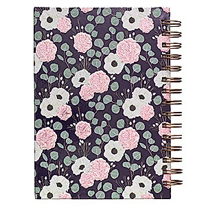 Christian Art Gifts Journal w/Scripture Be Still and Know Psalm 46:10 Bible Verse Navy Floral Inspirational Wire Bound Spiral 192 Ruled Pages, Large Hardcover Notebook, Wire Bound