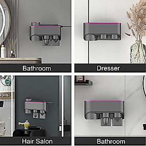 SATUO Hair Dryer Holder for Dyson, Storage Rack for Dyson Supersonic Hair Dryer, Organizer for Curler, Diffuser and Two Nozzles (Fuchsia)