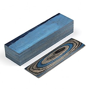 WellieSTR 1 Piece Knife Handles Making Material Wood Blanks Color Wood Handle Parts Grips Knife Making Parts 150x40x30mm (Blue-Grey Color)