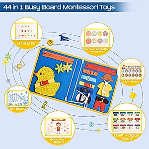 Comirth Busy Board, Montessori toys for 1 2 3 4 year old - Sensory Toys for Toddlers, Educational Preschool Learning Activities Airplane Toddler Travel Toys, Autism Busy Book Fidget Toys Boy Girl Gift