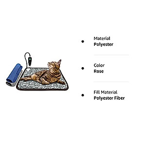 GOLOPET Pet Heating Pad, 18x18 in,Cat Heating pad Waterproof, with Smart Thermostat Switch, Adjustable Dog Heating pad, with Chew Resistant Steel Cord.Complimentary Two Flannel Covers