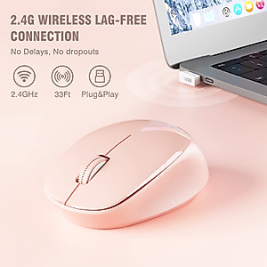 Trueque Wireless Mouse E702 2.4GHz Portable Computer Mouse with USB Receiver, Comfortable Silent Mice for Laptop, Chromebook, PC, Notebook, Desktop, Windows, Mac (Pink)