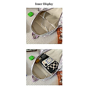 JHTPSLR Kawaii Cartoon Backpack with Plushies Cute Cartoon Printing Preppy Backpack for Teen Girls Back to School Supplies (Lucky Puppy)