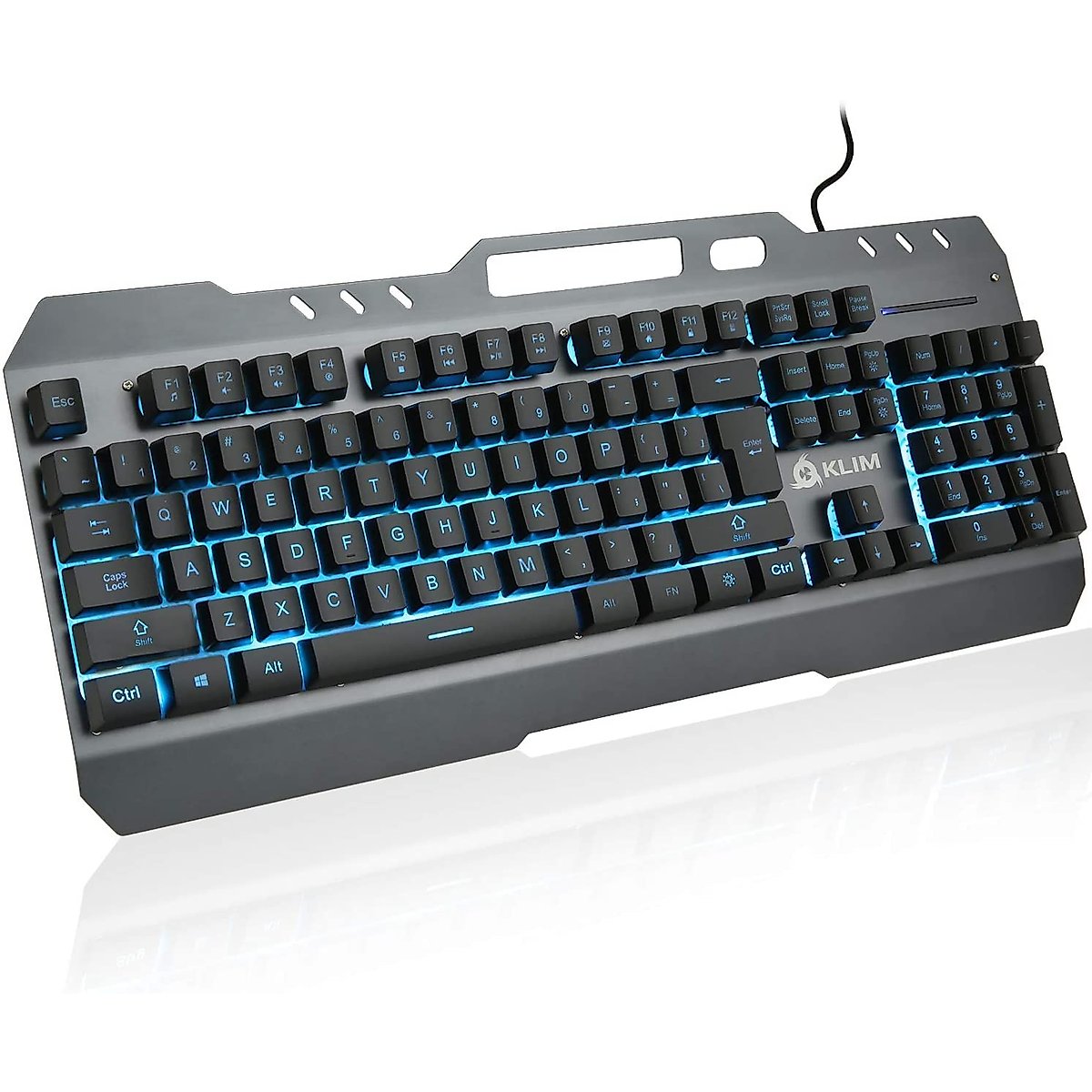Klim Lightning Semi Mechanical Gaming Keyboard + 7 LED Colors + Metal Frame + Compatible with PC Mac PS4 ps5 Xbox One + Wired Hybrid Keyboard (Renewed)