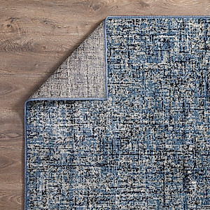 LOOMAKNOTI Celena Altenz 2' x 7' Blue Abstract Indoor Runner Rug
