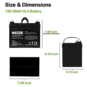 Weize 12V 35AH Battery Rechargeable SLA Deep Cycle AGM Replace 12 Volt 33AH 34AH 36AH 30AH, in Series 24V 36V 48V for Power Patrol SLA1156 Ritar RA12-33 Renogy PV Solar Panels Bat-Caddy X3R Golf Caddy