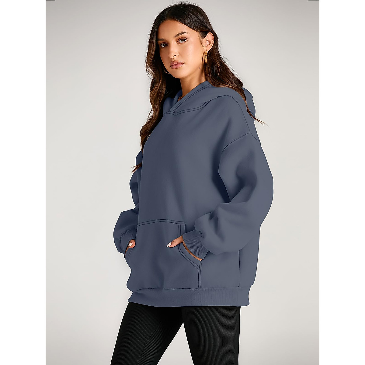 Trendy Queen Oversized Hoodies for Women Cute Sweatshirts Fleece Jackets Long Sleeve Sweaters Loose Casual Pullover Fall Fashion 2024 Winter Y2k Clothes Teen Girls Dusty Blue