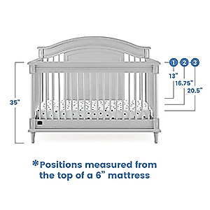 Delta Children Simmons Kids Juliette 6-in-1 Convertible Crib with Toddler Rail, Greenguard Gold Certified, Moonstruck Grey