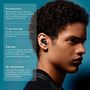 Concert Ear Plugs High Fidelity – Festival Ear Plugs and Live Event Hearing Protection – Comfortable, Reusable Musicians Ear Plugs for Sound Reduction – Protect Your Hearing