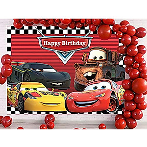 Racing Story Route 66 Car Photography Backdrop Red Gird Checkered Flag Boy Kids Birthday Cars Backdrop Mobilization Photo Background Party Banner Photobooth Studio Props Decoration Vinyl 5x3ft