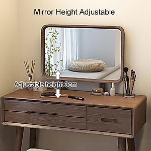 ZUMAHA Estiloso Wooden Vanity Desk, Makeup Vanity Set with Height Adjustable Mirror, Padded Chairs, Vintage Dressing Table for Women Bedroom Elegante