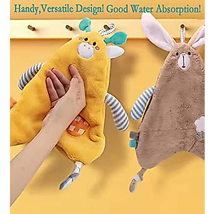 Kids Towels-Cute Hand Towels-Hanging Towel,Hanging Hand Towel- Kitchen Yellow Hand Towel Bathroom Absorbent Cotton Hand Towel, Decorativekids Hand Towels for Bathroom(Giraffe)