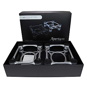 IsoAcoustics Aperta Series Isolation Speaker Stands with Tilt Adjustment: Aperta200 (7.8" x 10") Silver Pair