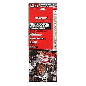 for Milwaukee 48-39-0601 44-7/8" 8/10 TPI Extreme Deep Cut Band Saw Blade - 3 PK