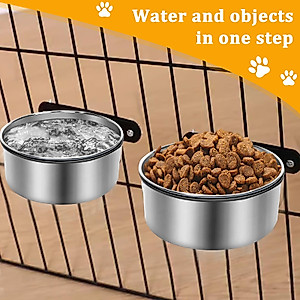 Vayugo Dog Crate Bowls, 2 Pack Stainless Steel Kennel Water Food Bowls with Clamp, Anti-Spill Hanging Pet Metal Bowls for Small Medium Large Dogs Use in Cage Kennel Crate
