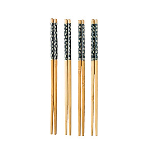 TJ Global 14-Piece Japanese Asian Cuisine Bowl Set with 4 Bowls, 4 Pairs of Chopsticks, 4 Soup Spoons and 2 Deep Plates for Serving Dinner, Rice, Soup, Dessert, Salad, Etc.