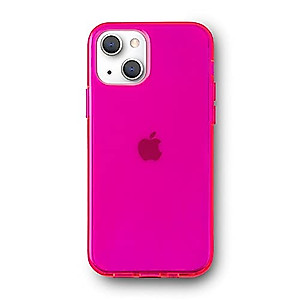 FELONY CASE - iPhone 13/iPhone 14 Neon Pink Clear Protective Case, TPU and Polycarbonate Shock-Absorbing Bright Cover - Crack Proof with a Gloss Finish - Full iPhone Protection