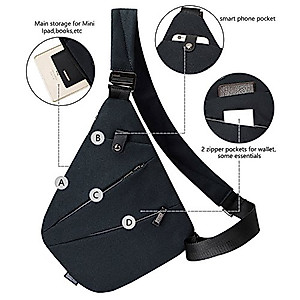 weiatas Sling Bag Chest Shoulder Backpack Crossbody Bags for Men Women Travel Outdoors (Black)