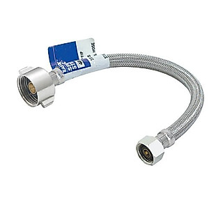 Eastman 16 Inch Flexible Toilet Connector, 7/8 Inch Ballcock x 1/2 Inch FIP, Stainless Steel Braided Supply Line, 48085