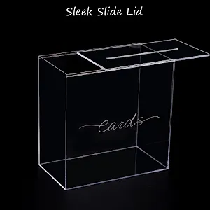 TINYFUTURE Acrylic Card Box with Light & Slot for Envelopes. 10"x10"x6" Thick Gift Box, Perfect for Reception Decoration Fundraiser Money Box Election Ballot Graduation Keepsake Party Favor