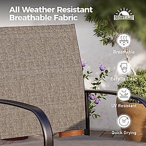 SUNSHINE VALLEY 8 Piece Patio Chairs, Outdoor Dining Chairs for 8,Garden Backyard Lawn Yard Furniture, Brown Stable Patio Dining Chairs Steel Frame with Textilene Fabric Chairs.